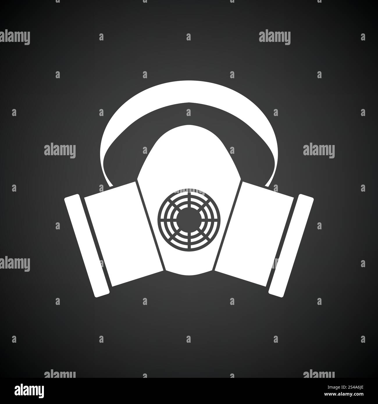 Dust protection mask icon. Black background with white. Vector ...