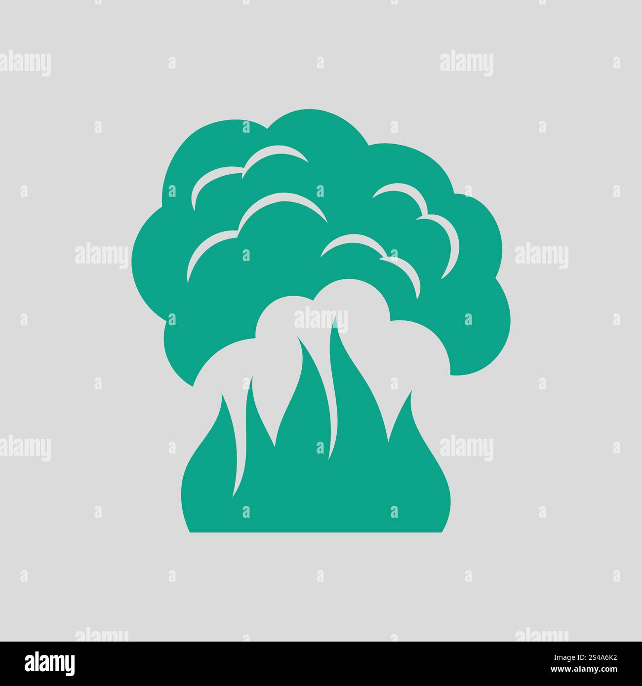 Fire and smoke icon. Gray background with green. Vector illustration ...