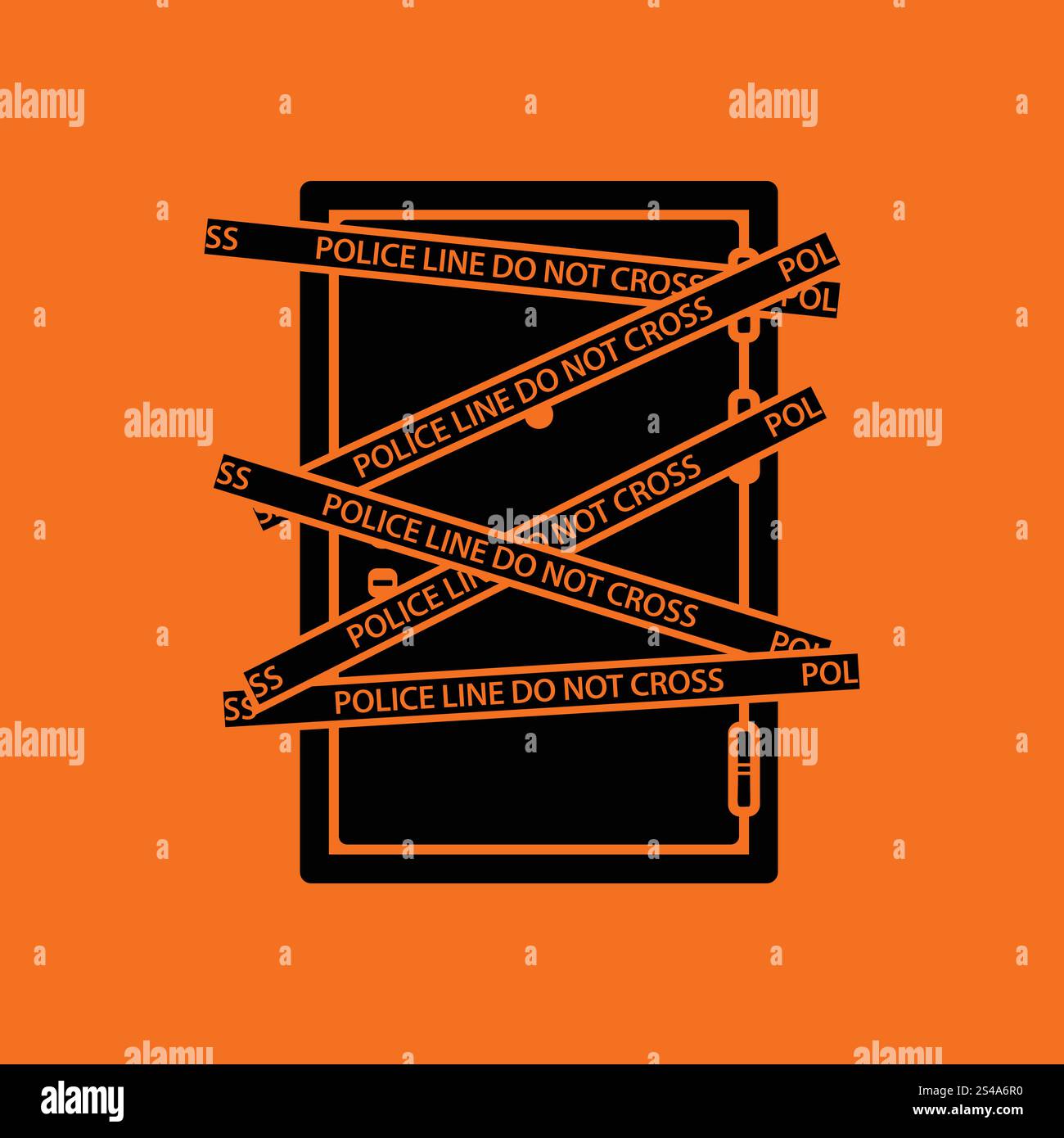 Crime scene door icon. Orange background with black. Vector ...