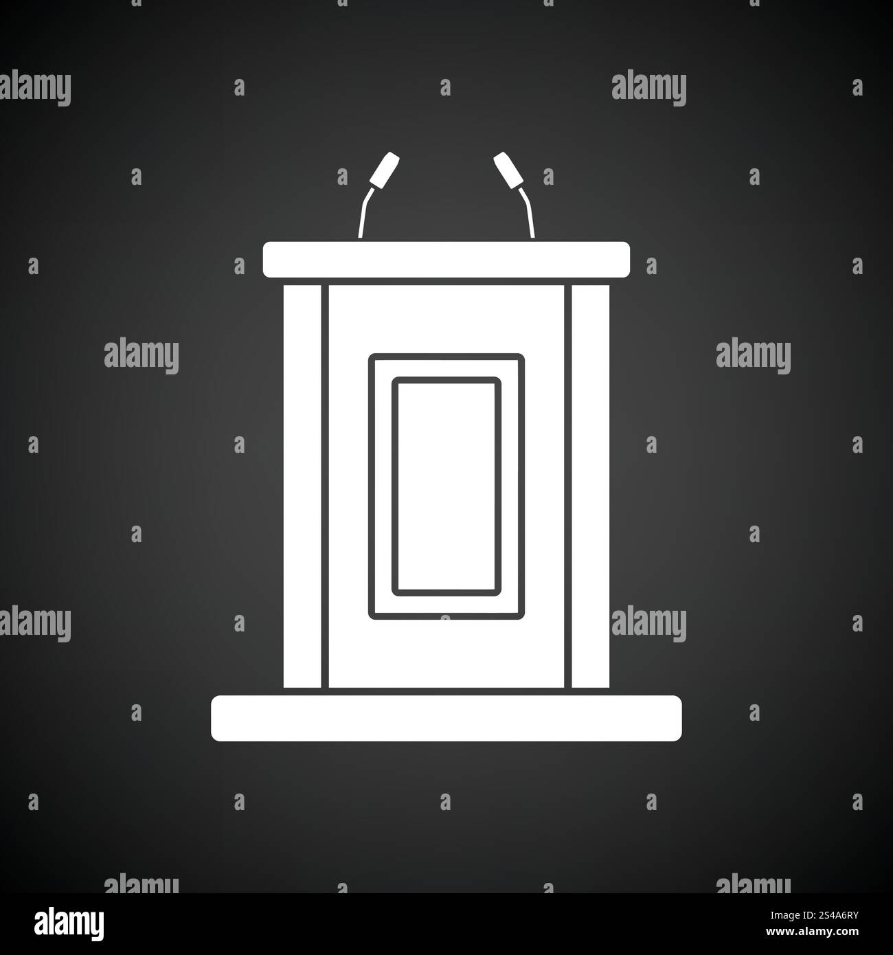Witness stand icon. Black background with white. Vector illustration ...