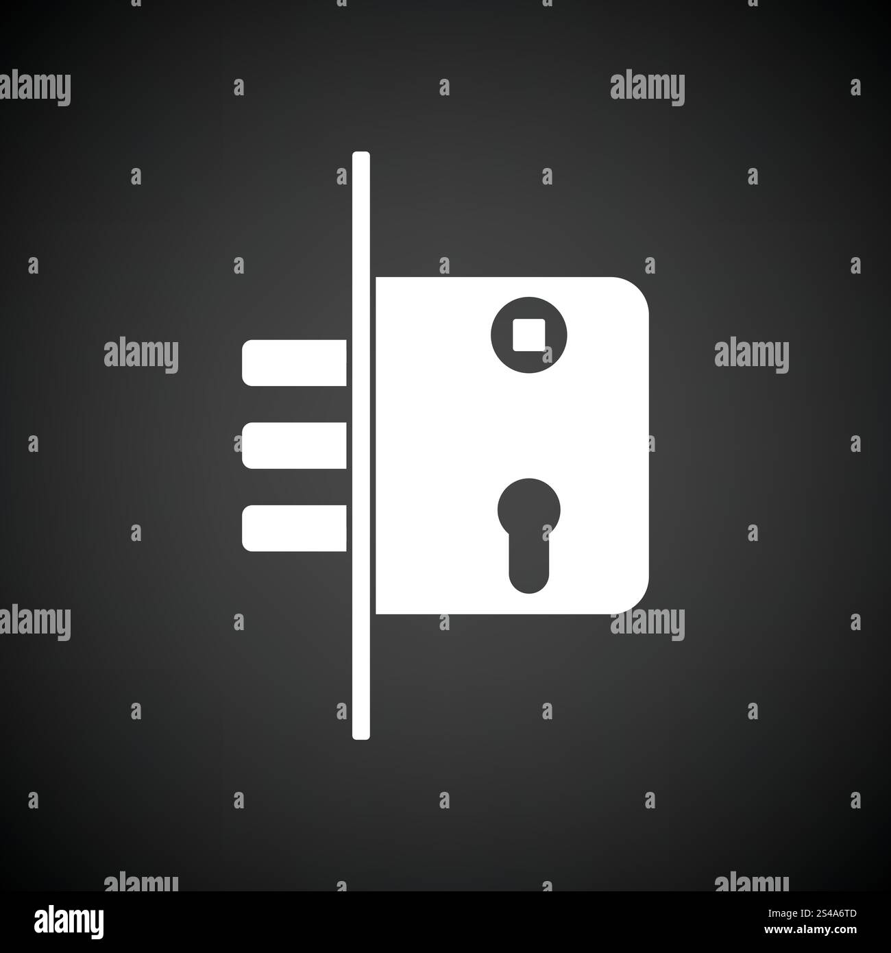 Door lock icon. Black background with white. Vector illustration Stock ...