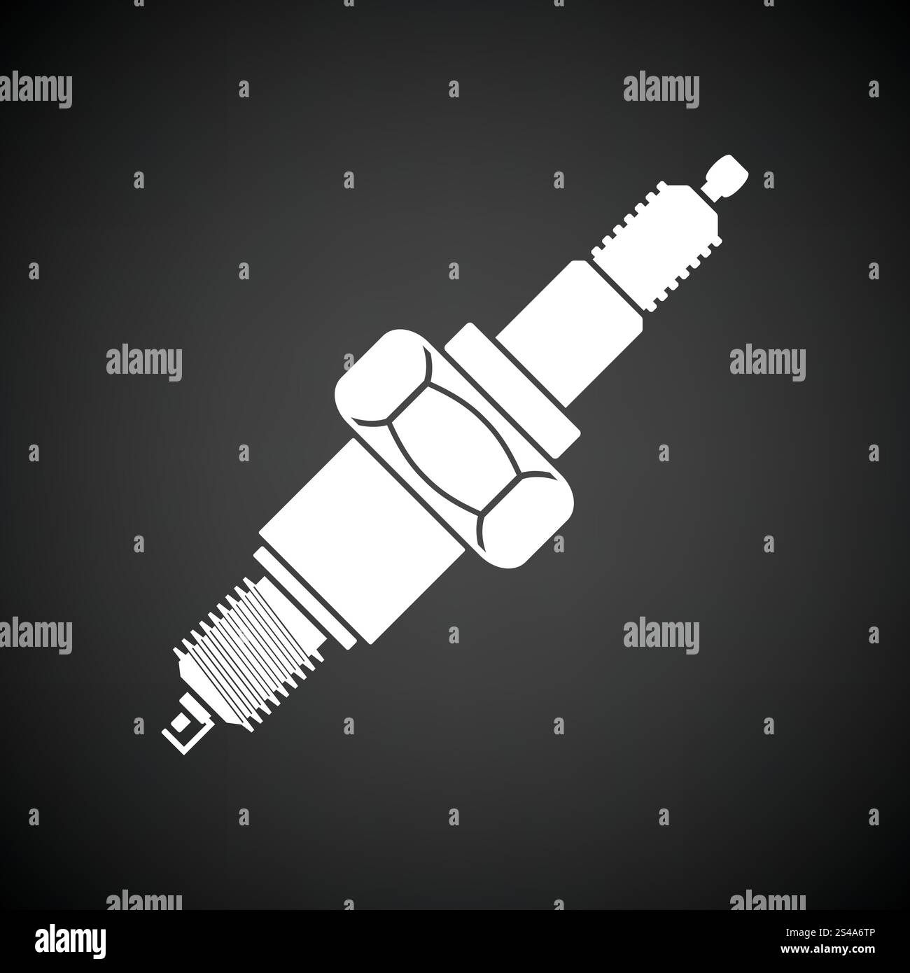 Spark plug icon. Black background with white. Vector illustration Stock ...