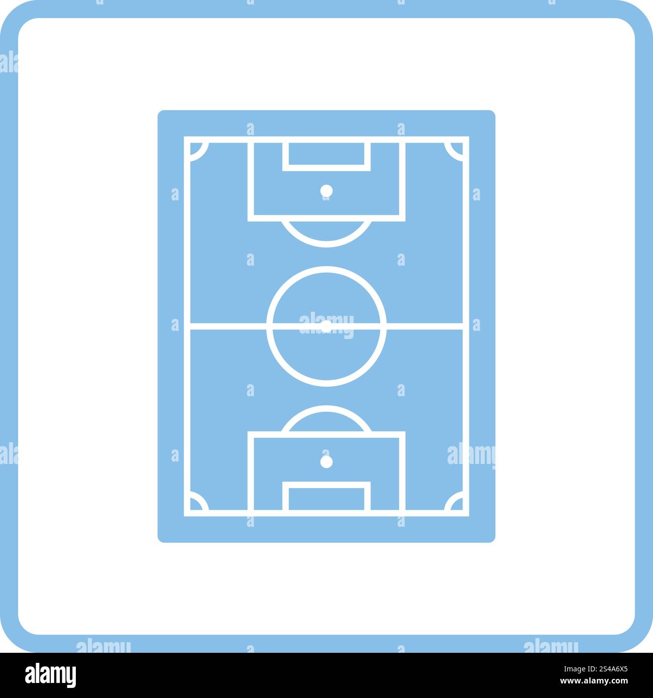 Icon of aerial view soccer field. Blue frame design. Vector ...