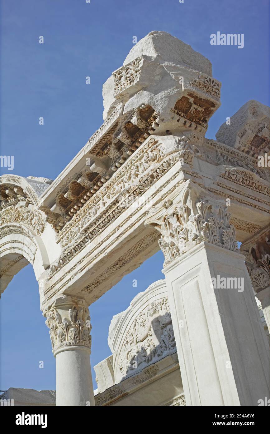 Architecture, ruins and archway with temple in nature for antique ...