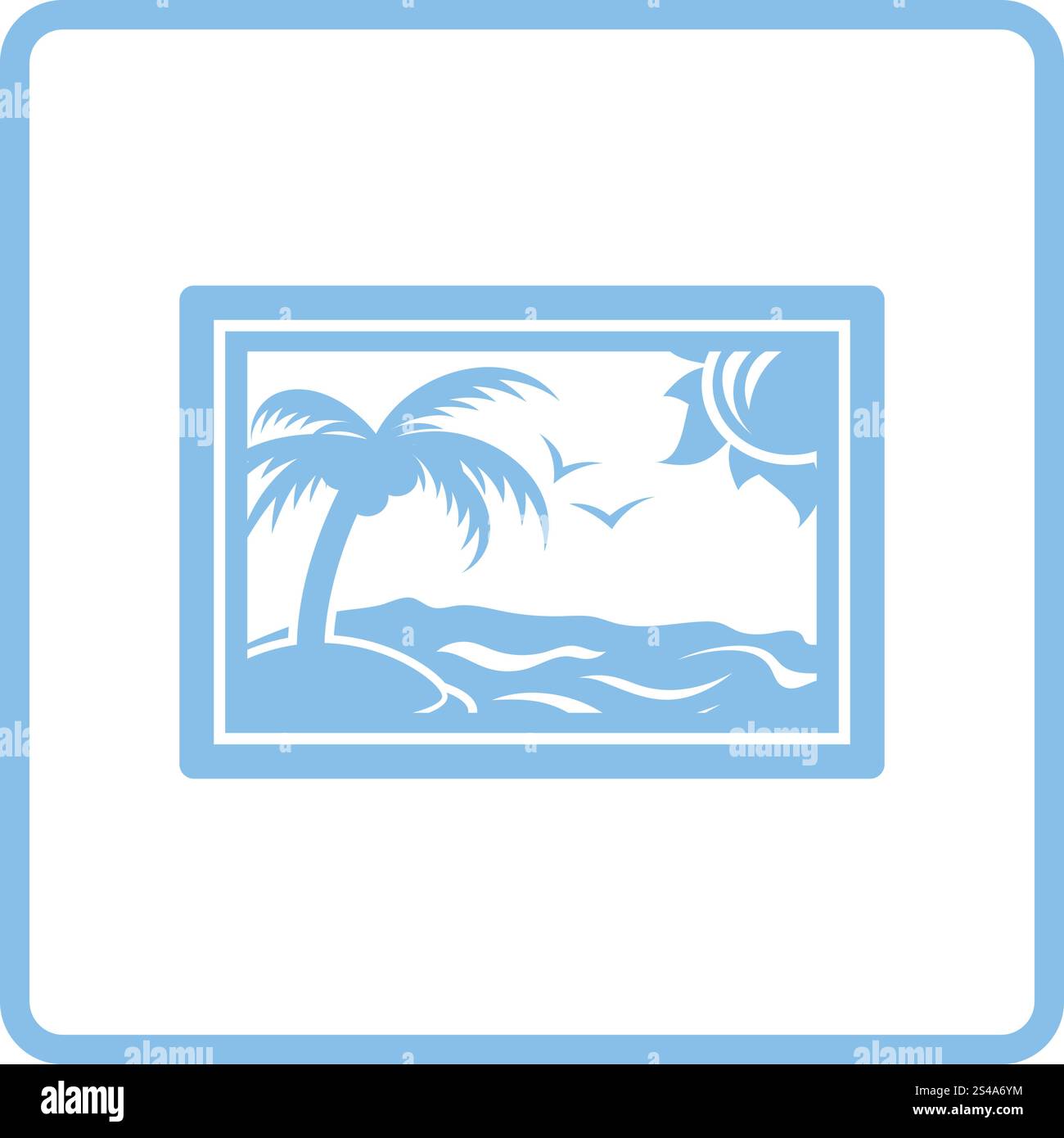 Landscape art icon. Blue frame design. Vector illustration Stock Vector ...
