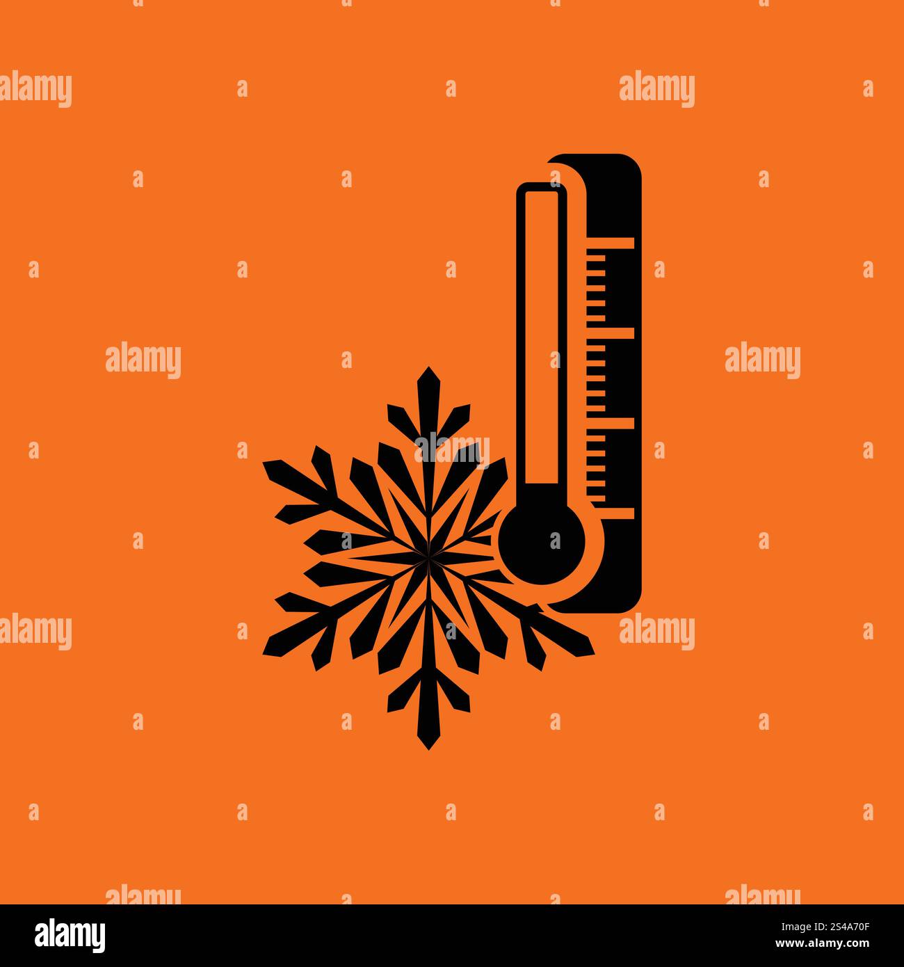 Winter cold icon. Orange background with black. Vector illustration ...
