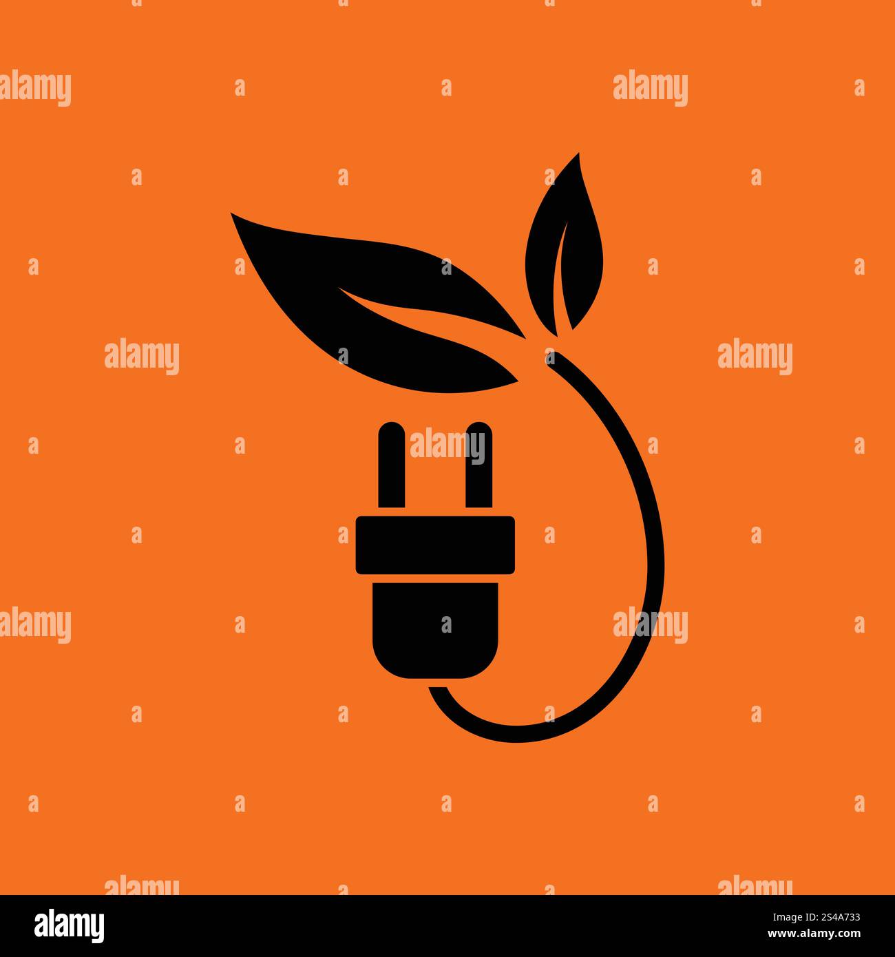 Electric plug leaves icon. Orange background with black. Vector ...