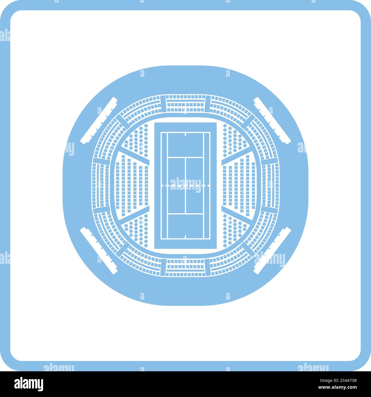Tennis stadium aerial view icon. Blue frame design. Vector illustration ...