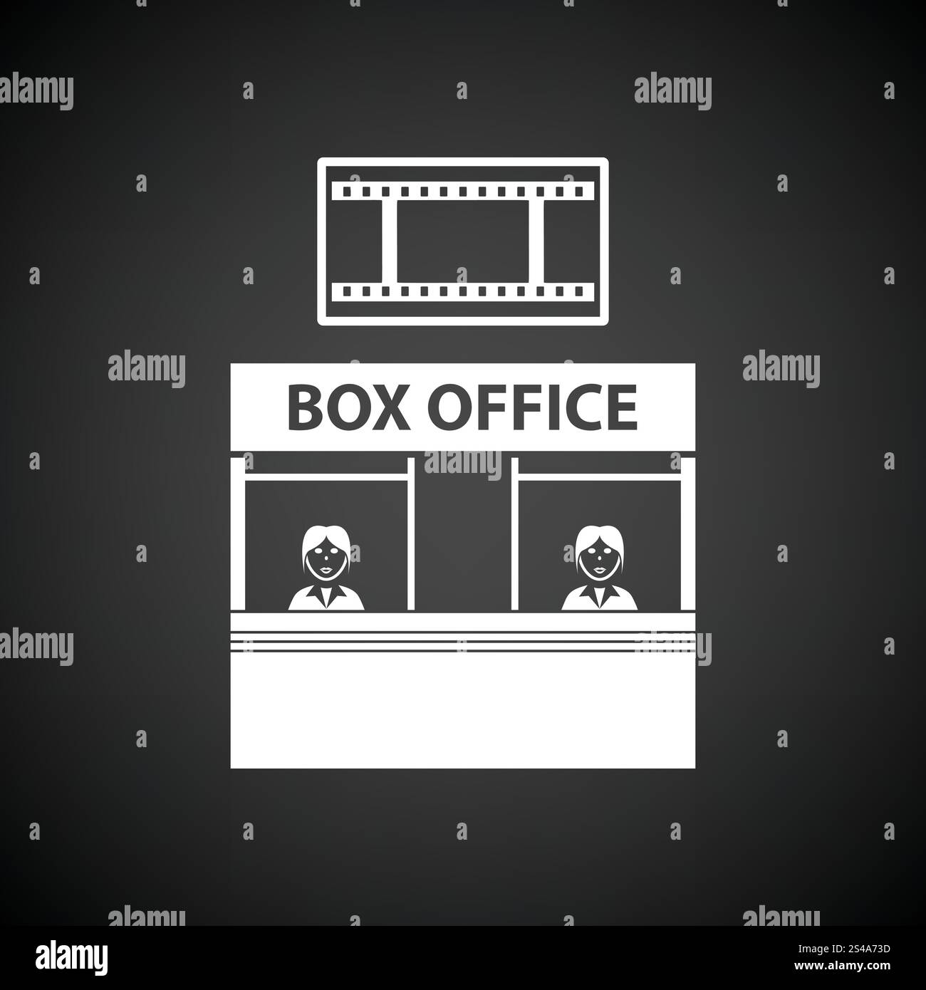 Box office icon. Black background with white. Vector illustration Stock ...