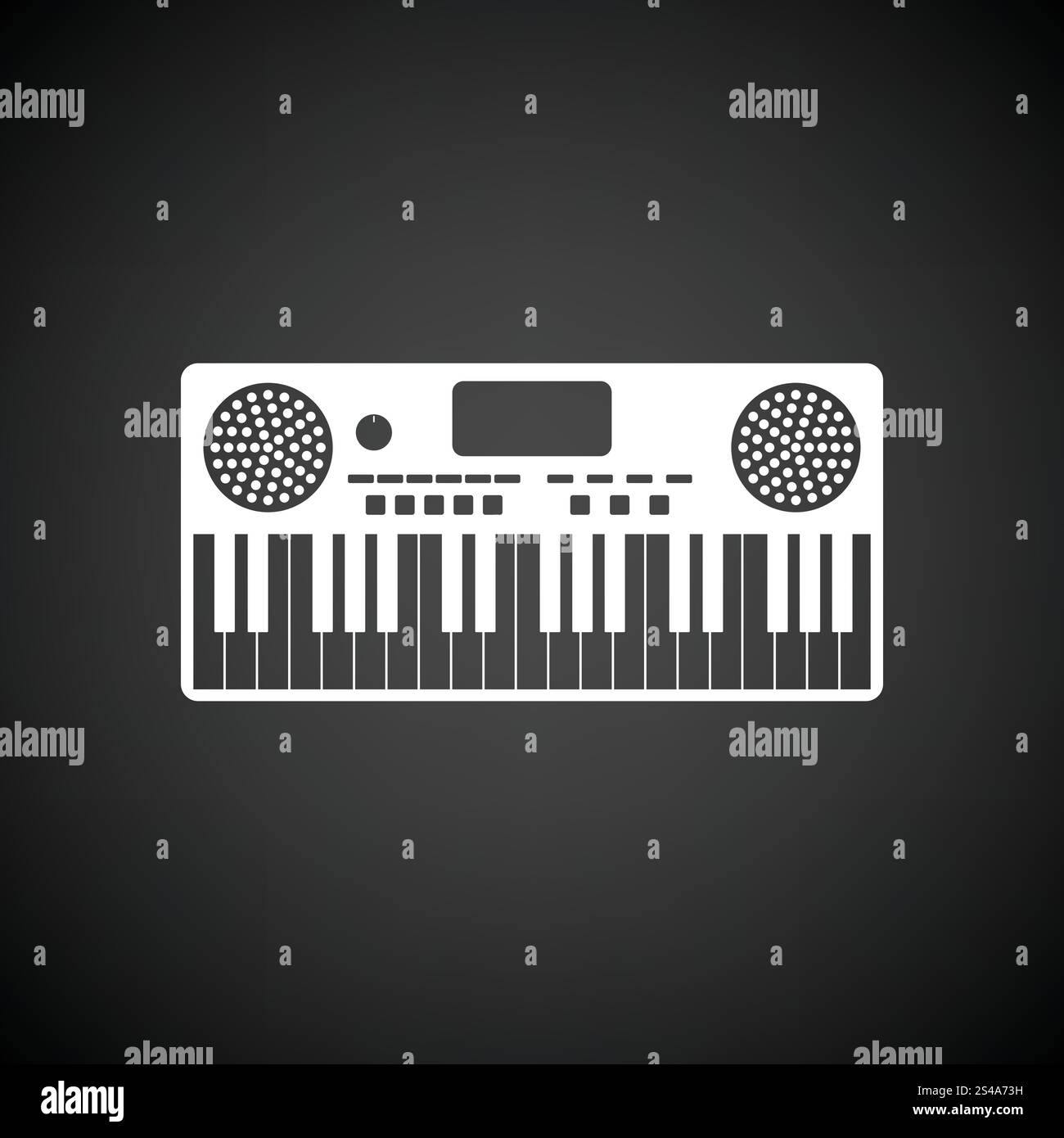 Music synthesizer icon. Black background with white. Vector ...
