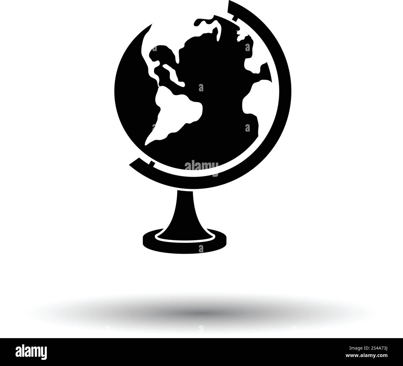 Globe icon. White background with shadow design. Vector illustration ...