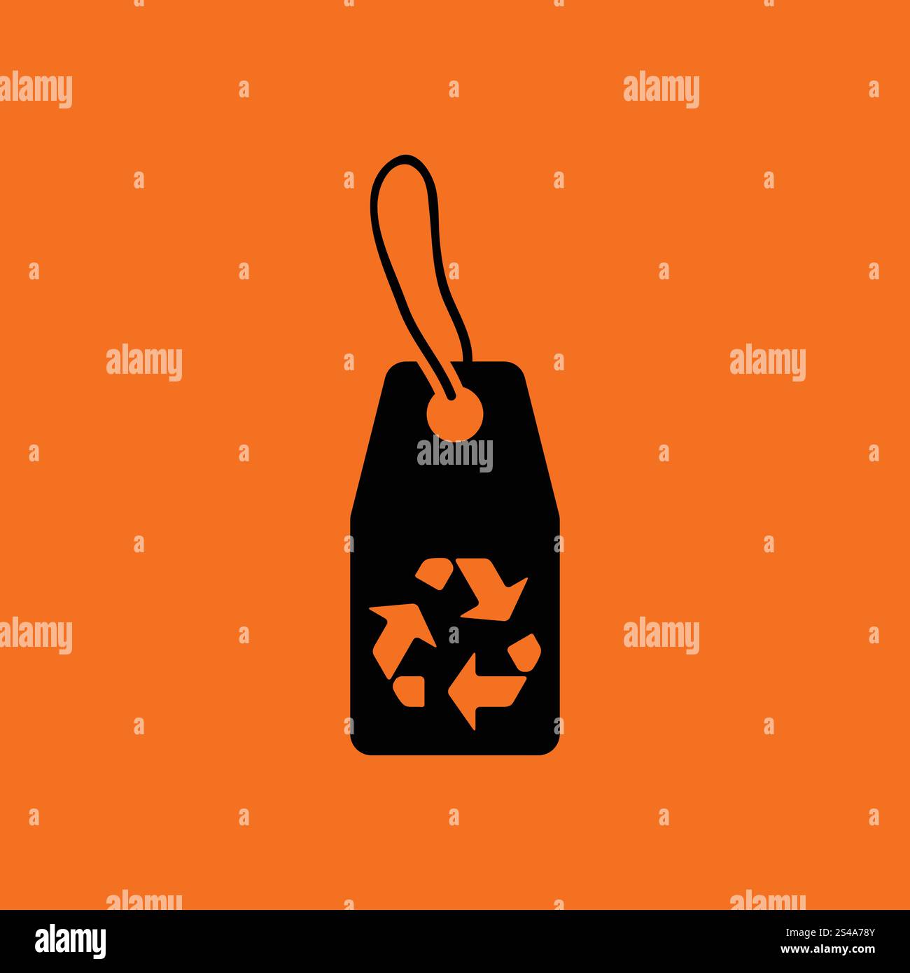 Tag and recycle sign icon. Orange background with black. Vector ...
