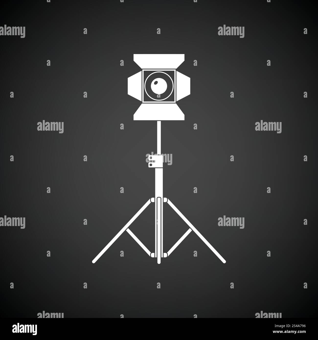 Stage projector icon. Black background with white. Vector illustration ...