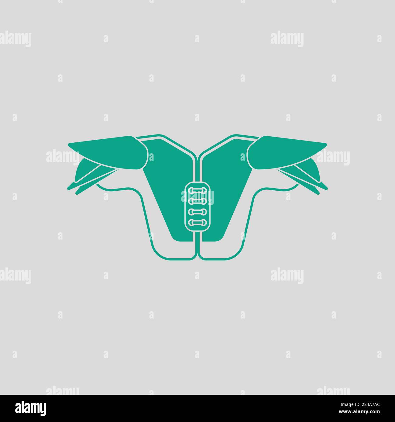 American football chest protection icon. Gray background with green ...