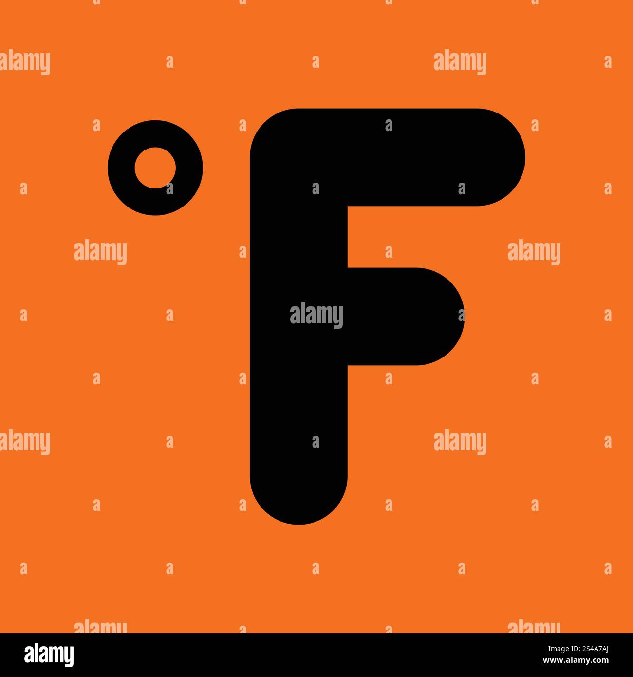 Fahrenheit degree icon. Orange background with black. Vector ...