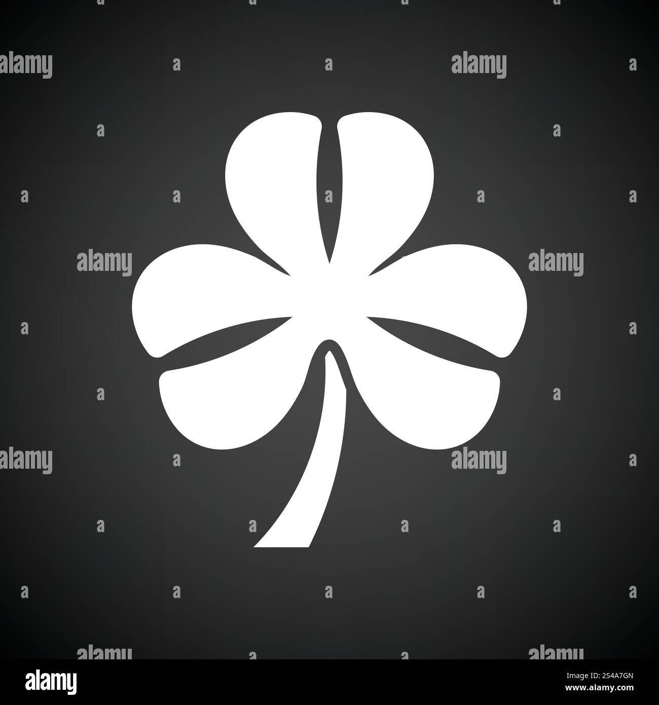 Shamrock icon. Black background with white. Vector illustration Stock ...