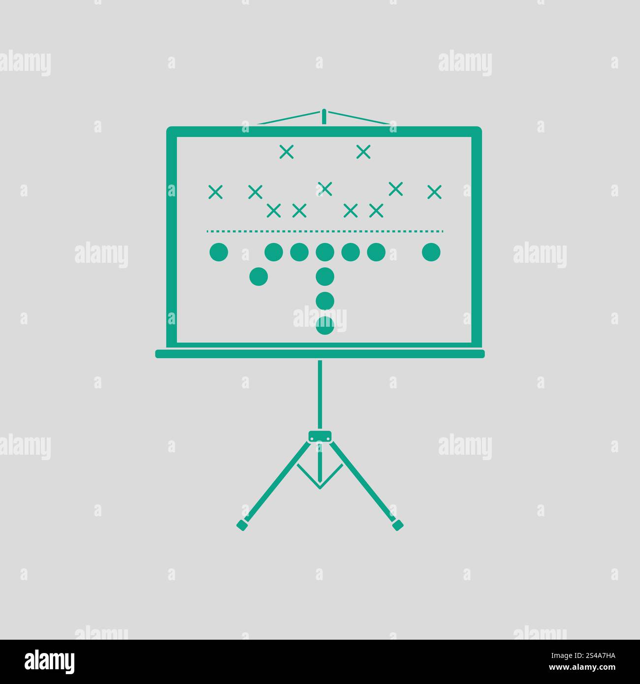 American football game plan stand icon. Gray background with green ...