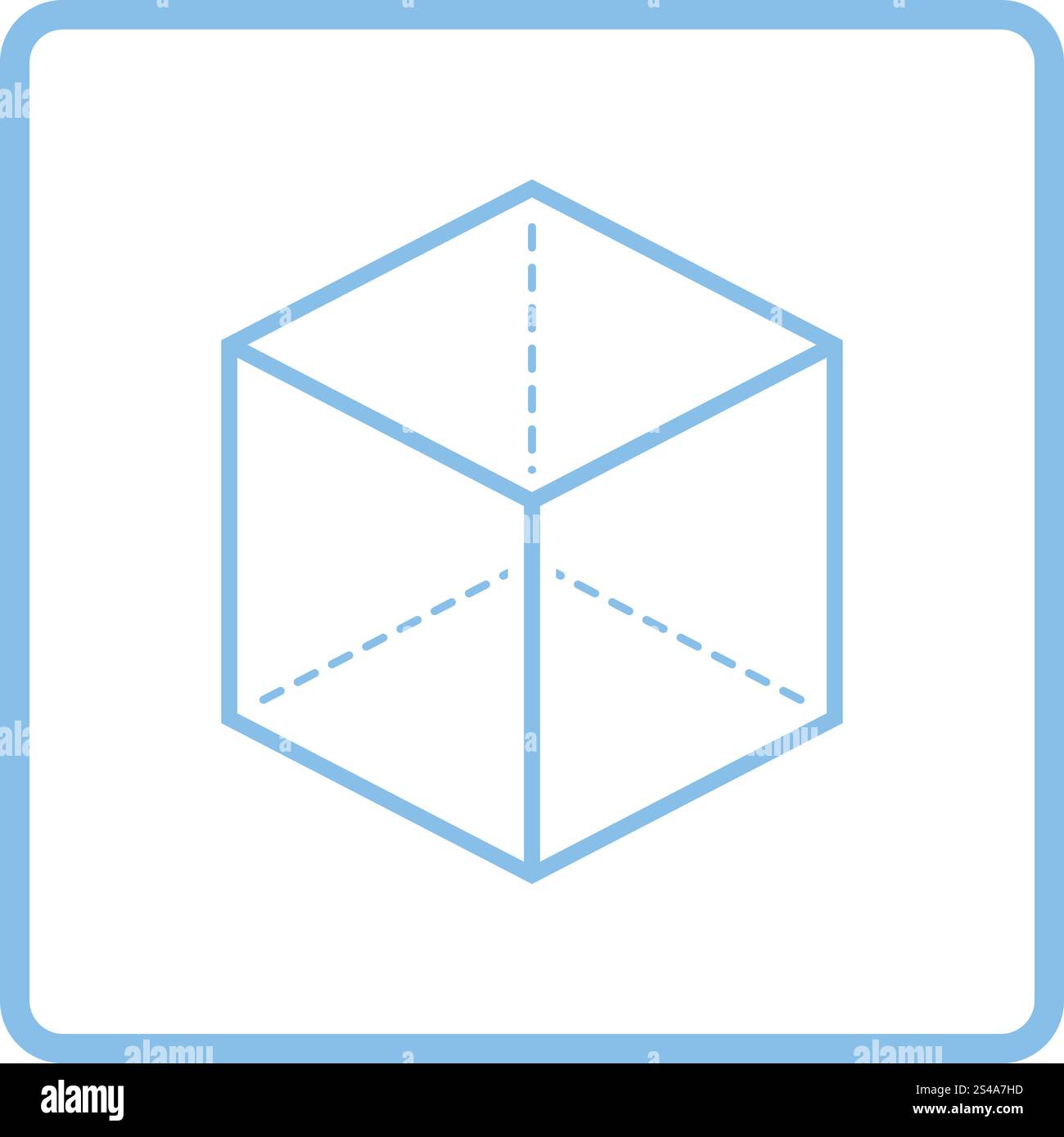 Cube with projection icon. Blue frame design. Vector illustration Stock ...