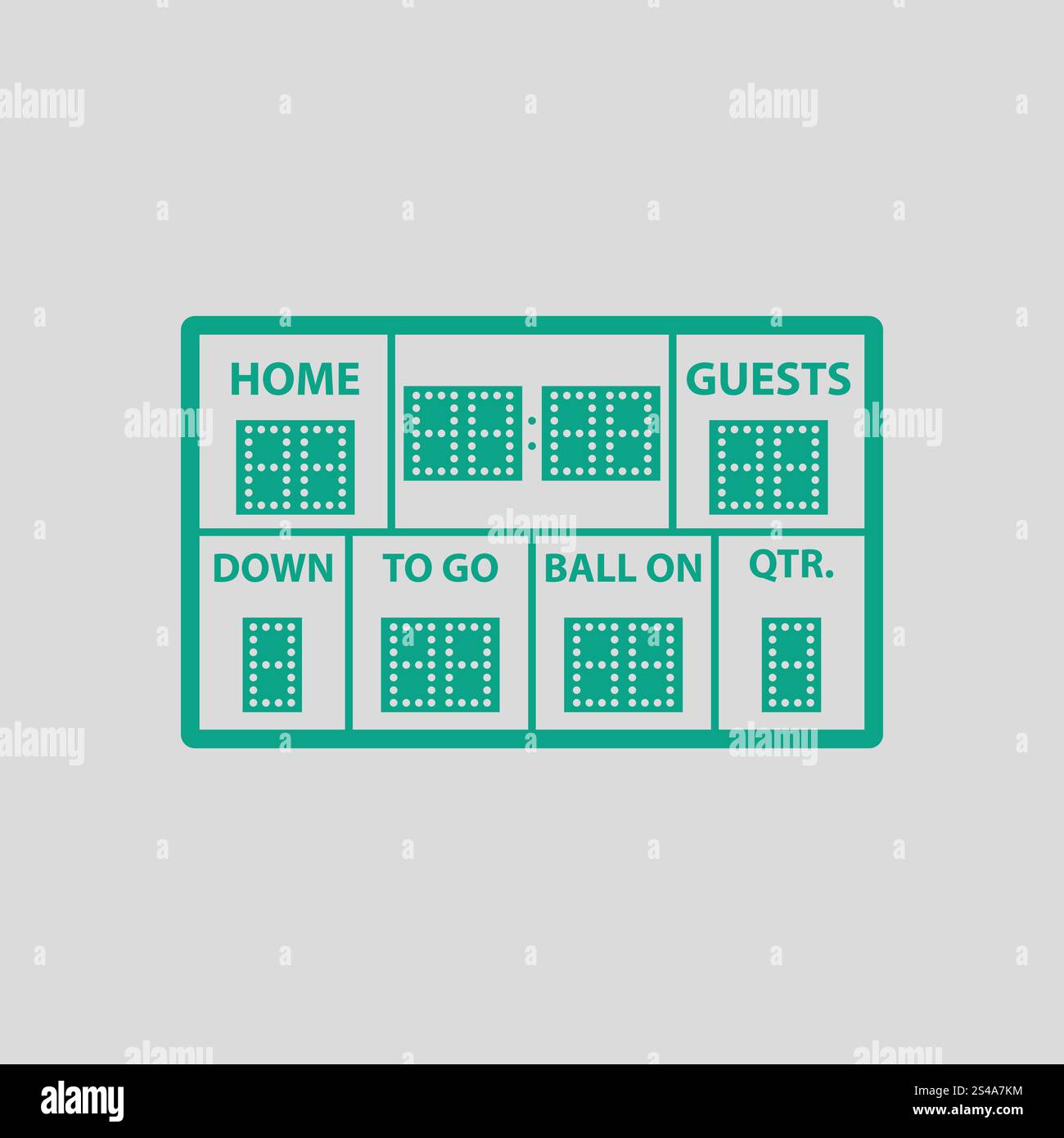 American football scoreboard icon. Gray background with green. Vector ...
