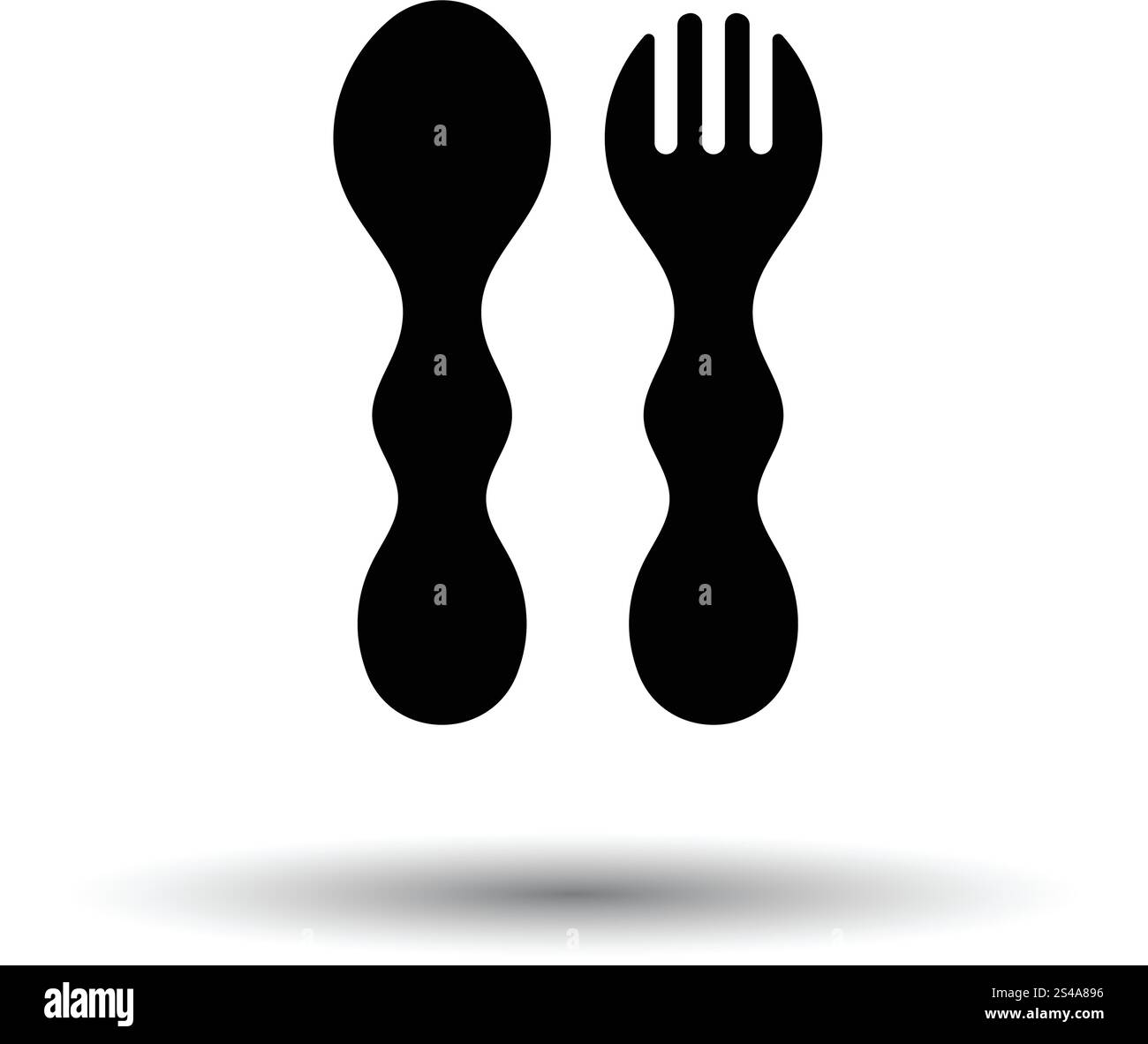 Baby spoon and fork icon. White background with shadow design. Vector ...
