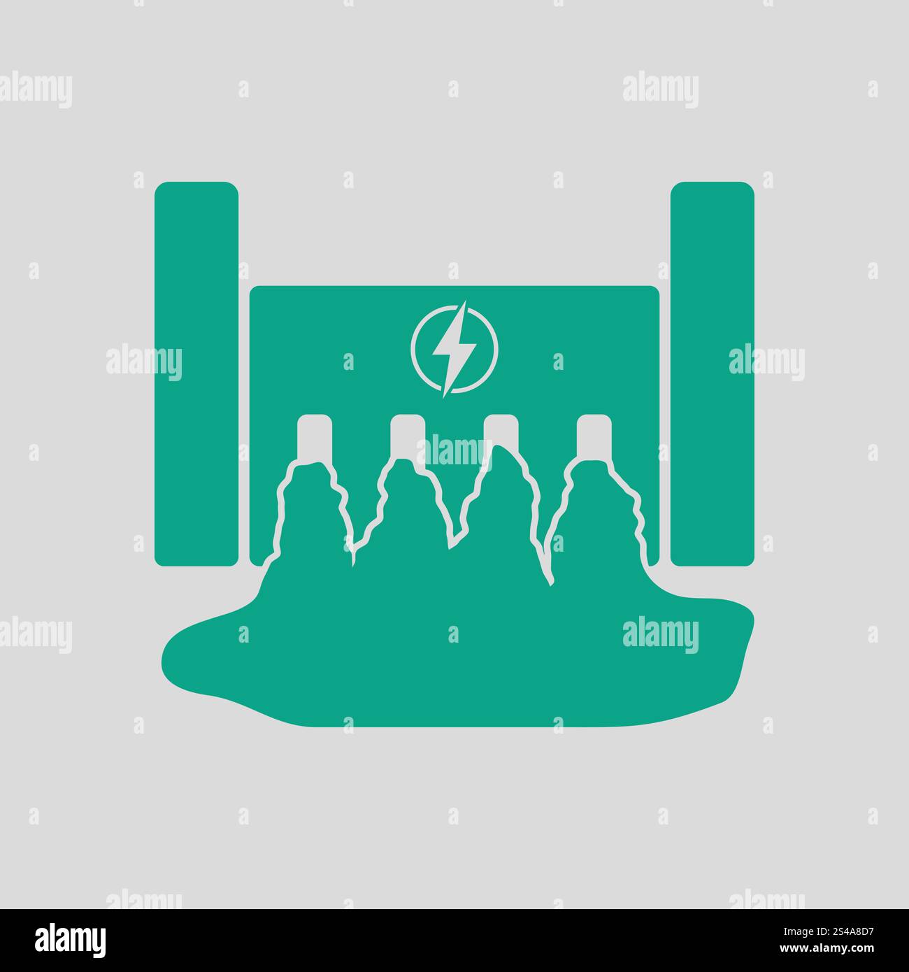Hydro power station icon. Gray background with green. Vector ...