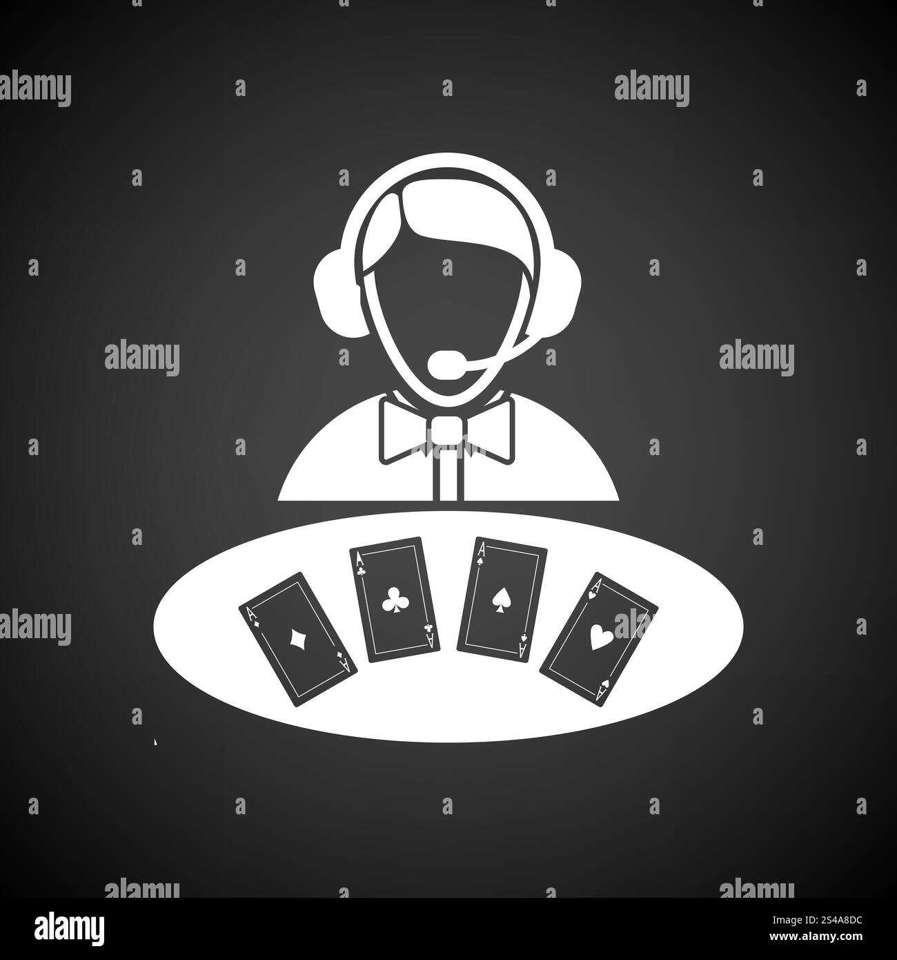 Casino dealer icon. Black background with white. Vector illustration ...