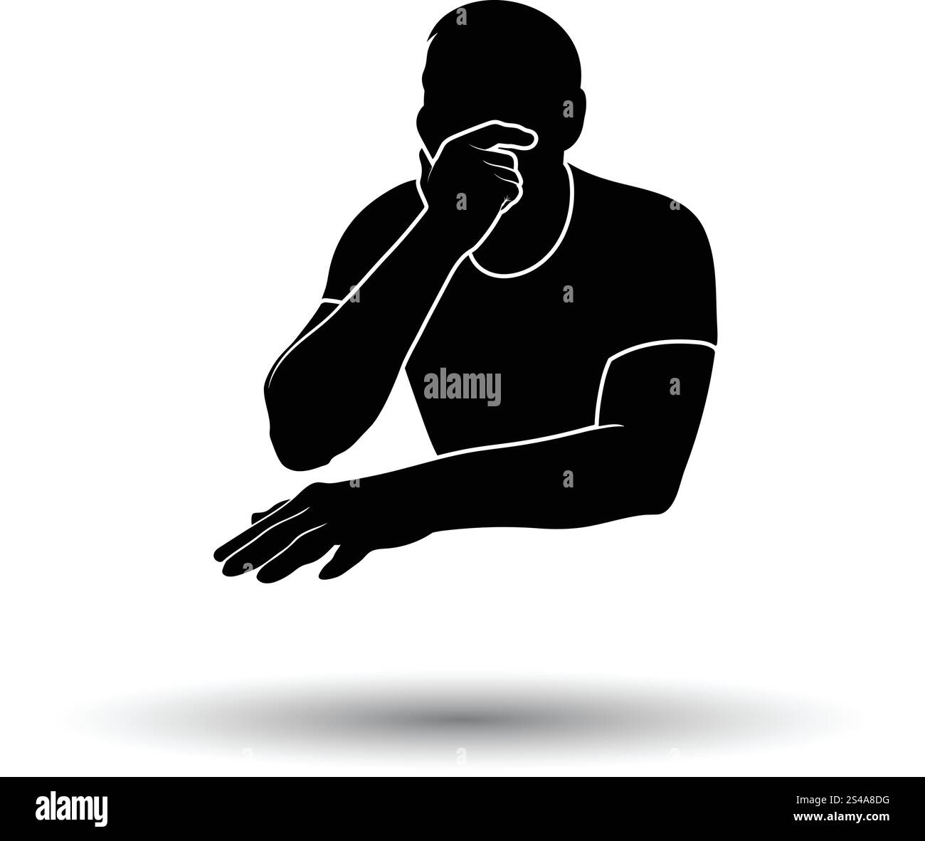 Thinking man icon. White background with shadow design. Vector ...