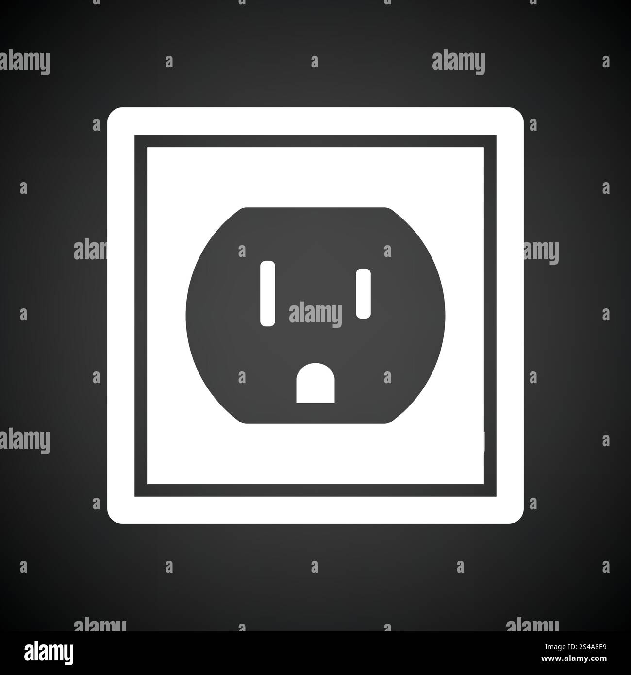 Electric outlet icon. Black background with white. Vector illustration ...