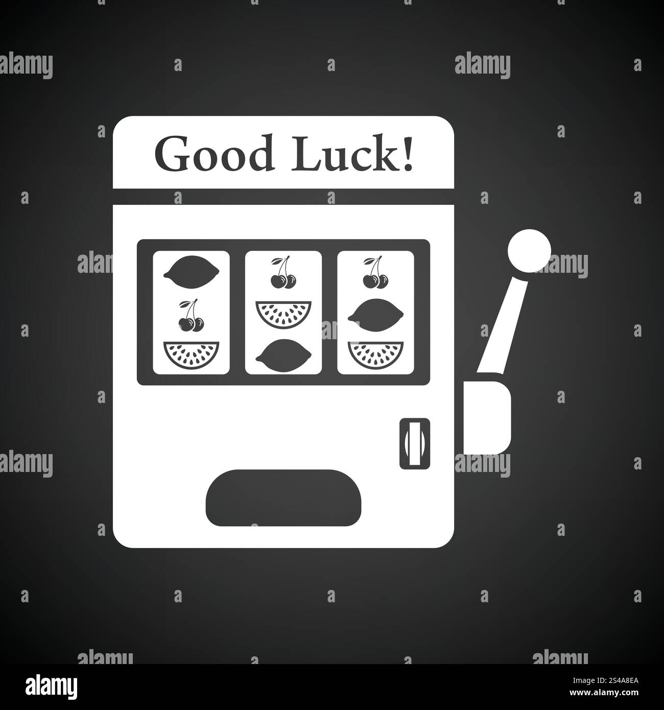 One-armed bandit icon. Black background with white. Vector illustration ...