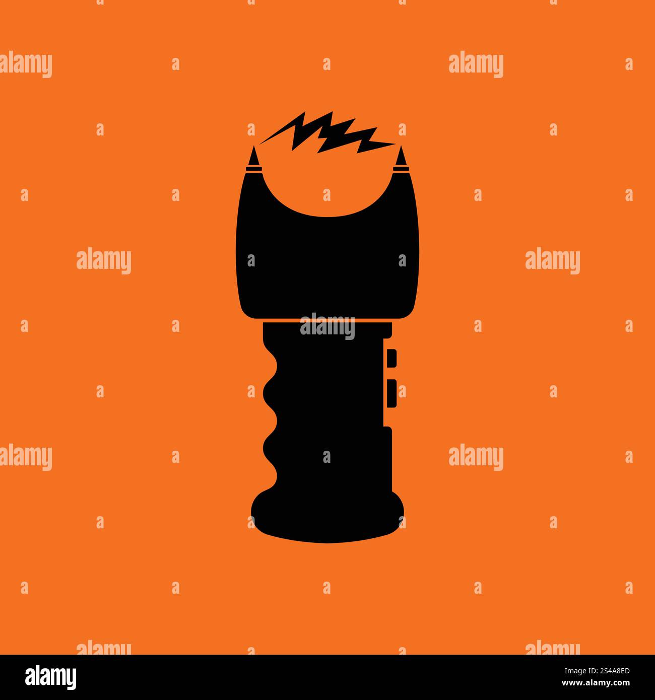 Stun gun icon. Orange background with black. Vector illustration Stock ...