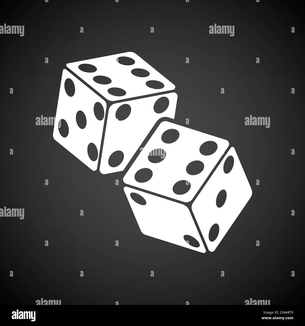 Craps dice icon. Black background with white. Vector illustration Stock ...