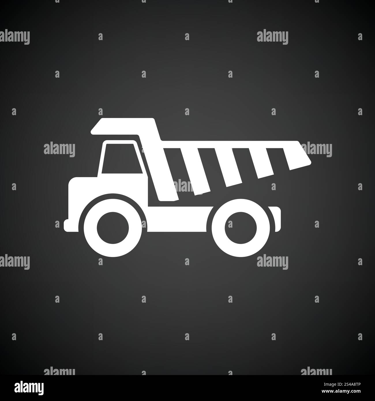 Icon of tipper. Black background with white. Vector illustration Stock ...