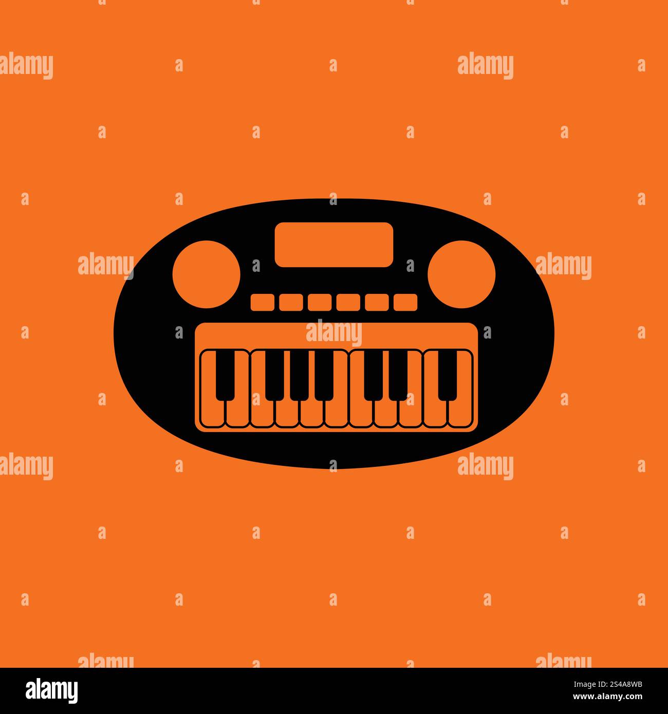 Synthesizer toy ico. Orange background with black. Vector illustration ...