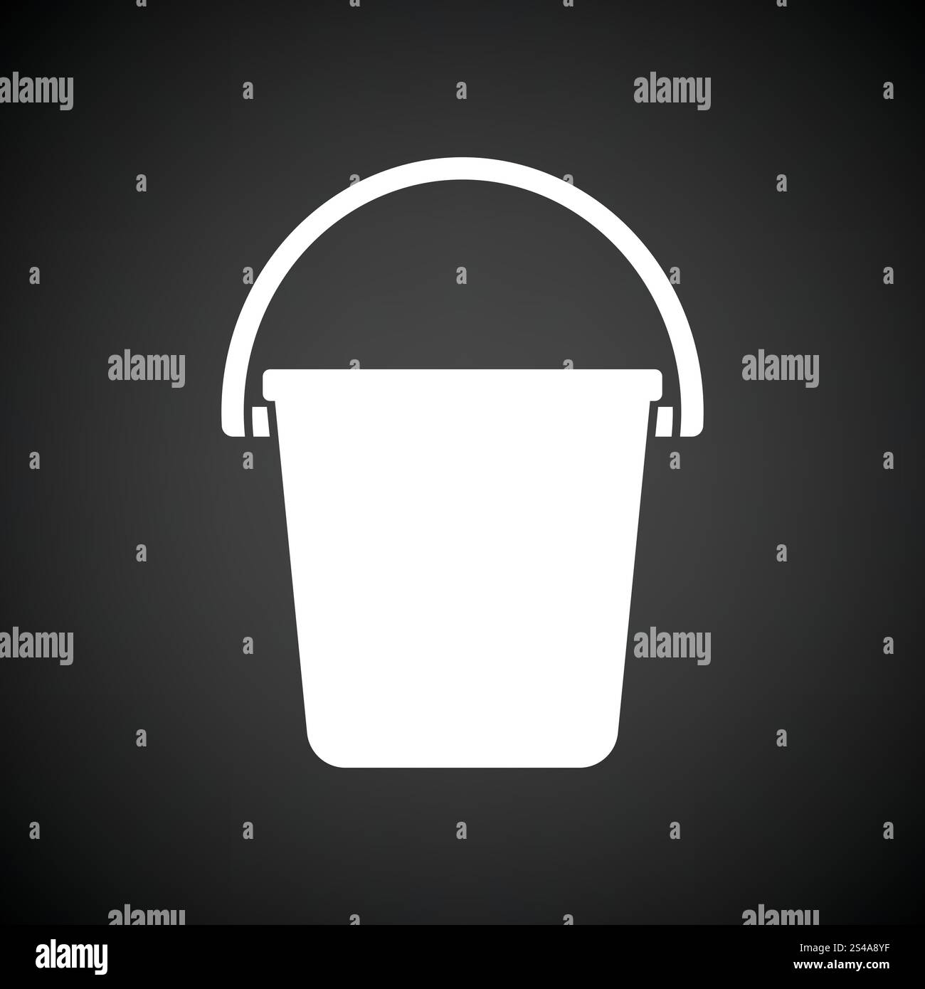 Icon of bucket. Black background with white. Vector illustration Stock ...
