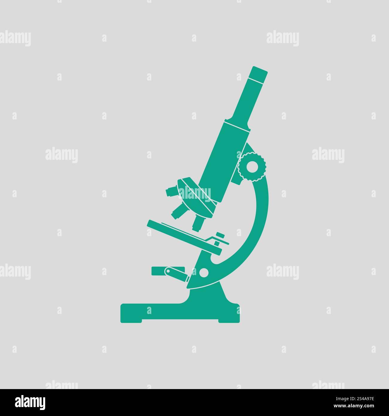 Icon of chemistry microscope. Gray background with green. Vector ...