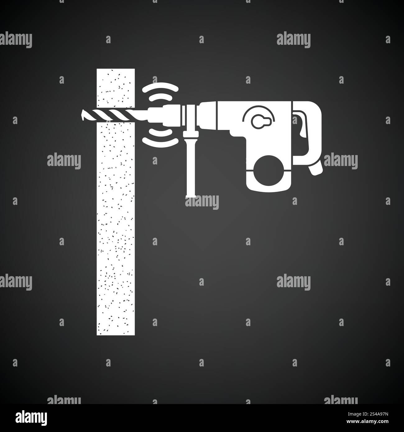 Icon of perforator drilling wall. Black background with white. Vector illustration Stock Vector ...