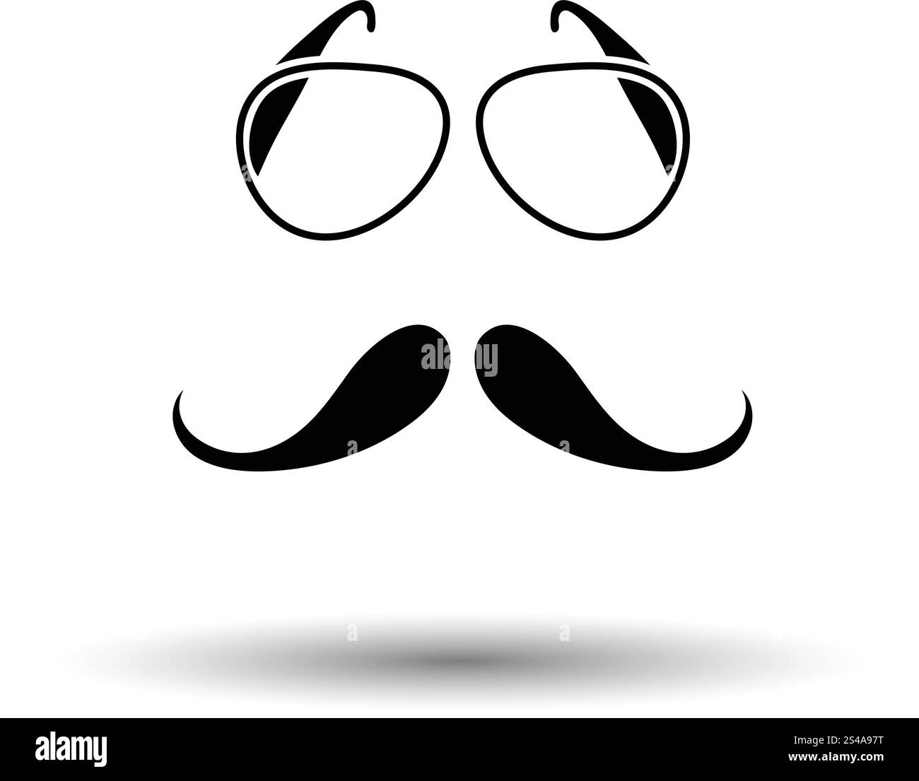 Glasses and mustache icon. White background with shadow design. Vector ...