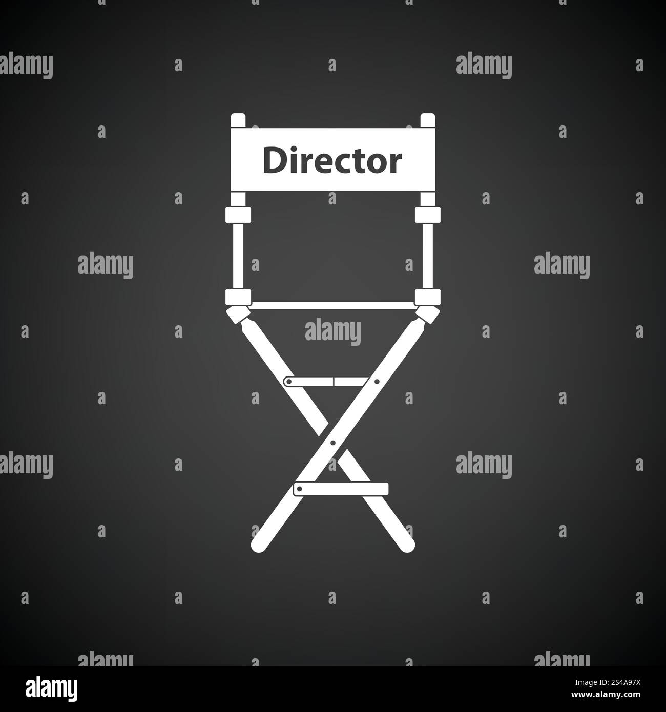 Director chair icon. Black background with white. Vector illustration ...