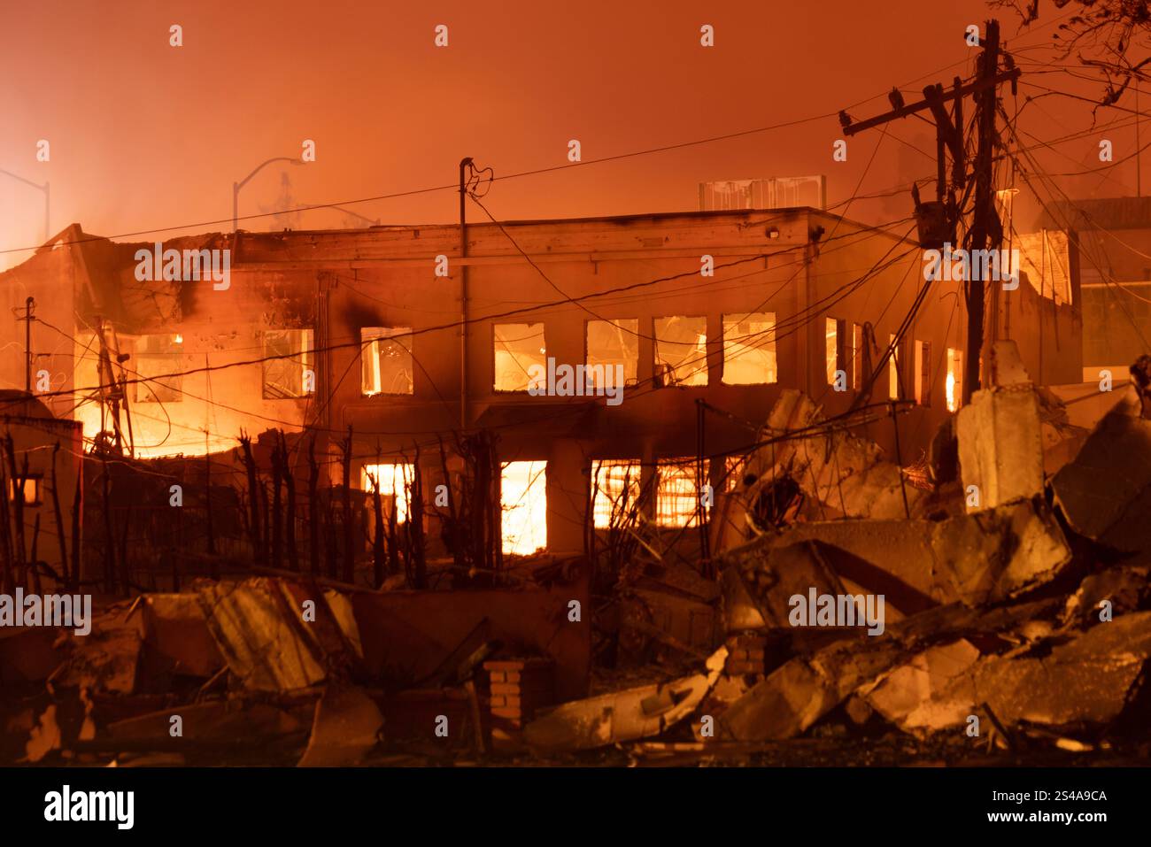 Altadena, California, USA - January 8, 2025: Aided by extreme Santa Ana ...