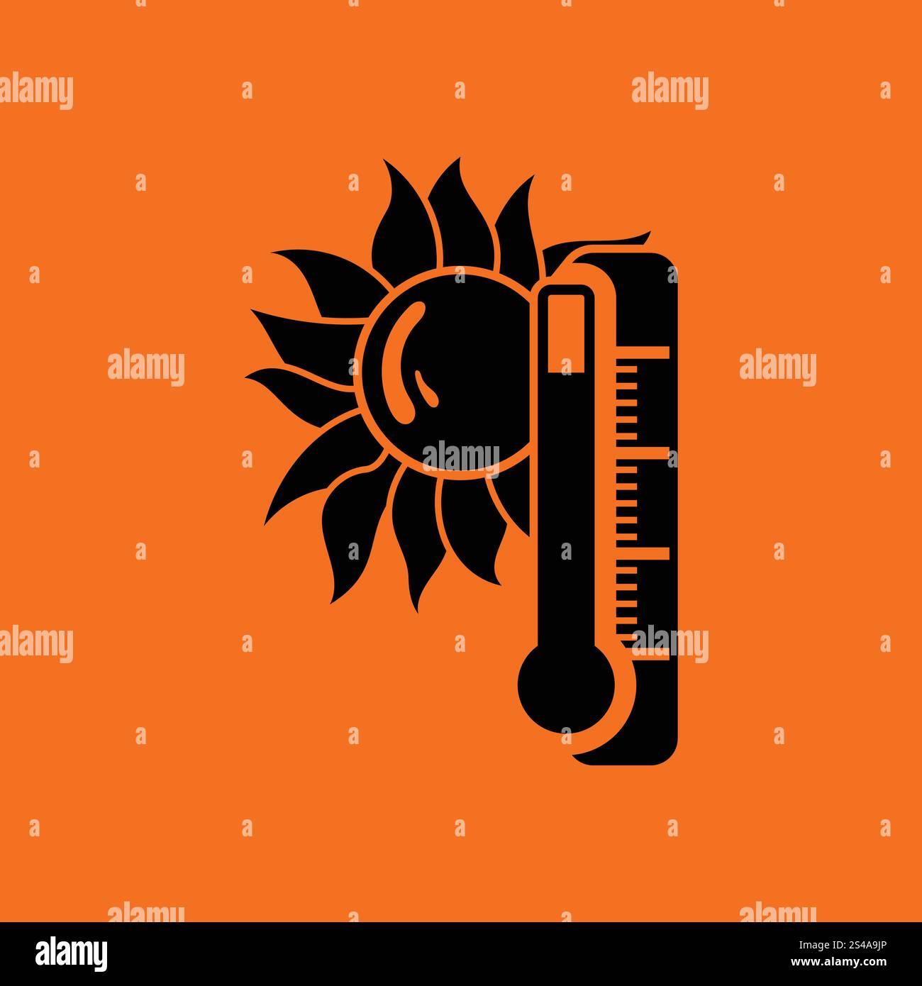 Summer heat icon. Orange background with black. Vector illustration ...