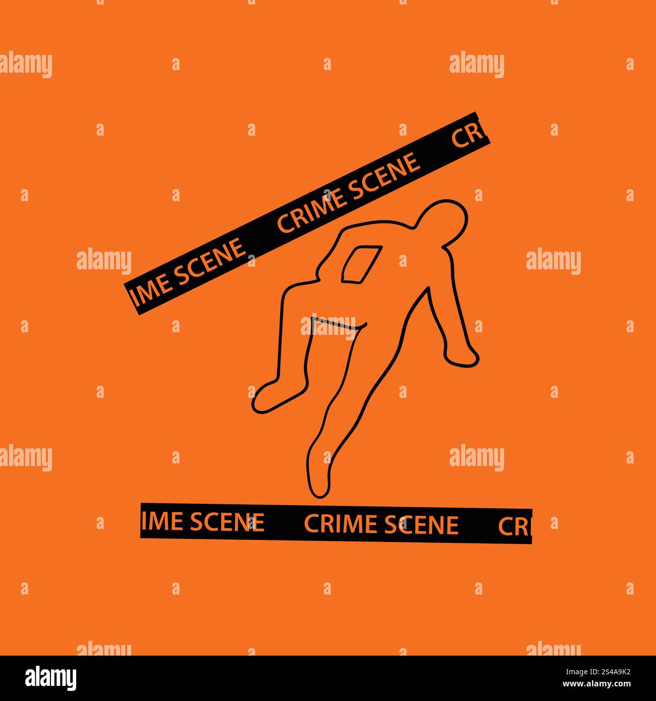 Crime scene icon. Orange background with black. Vector illustration ...