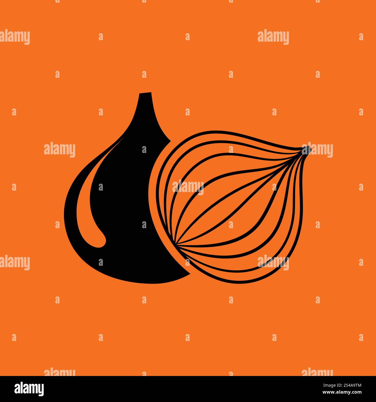 Onion icon. Orange background with black. Vector illustration Stock ...