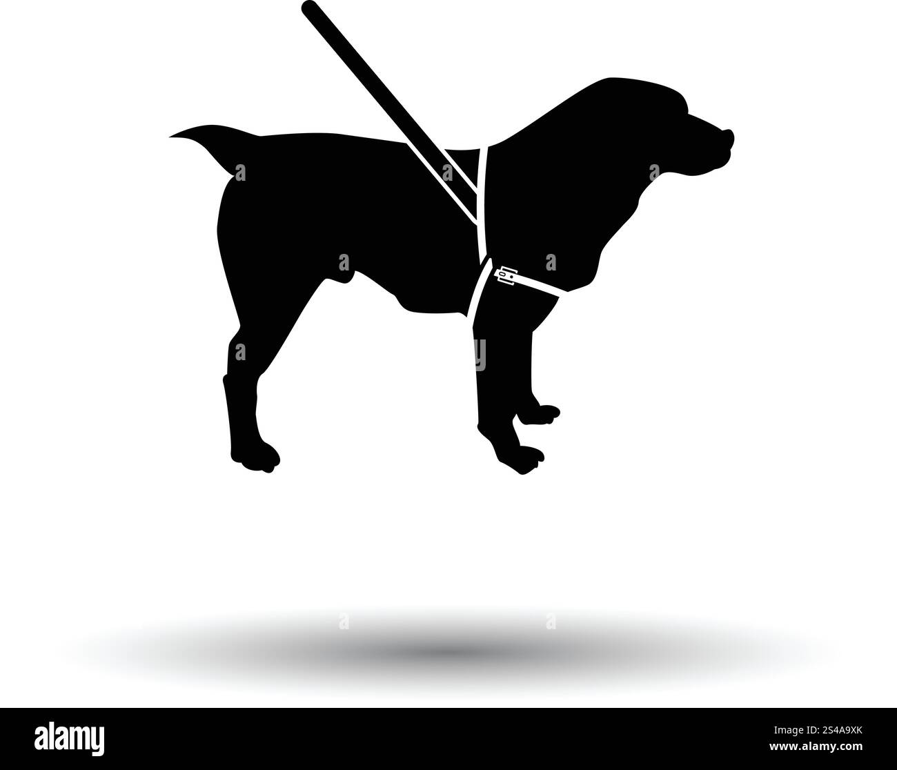 Guide dog icon. Black background with white. Vector illustration Stock ...