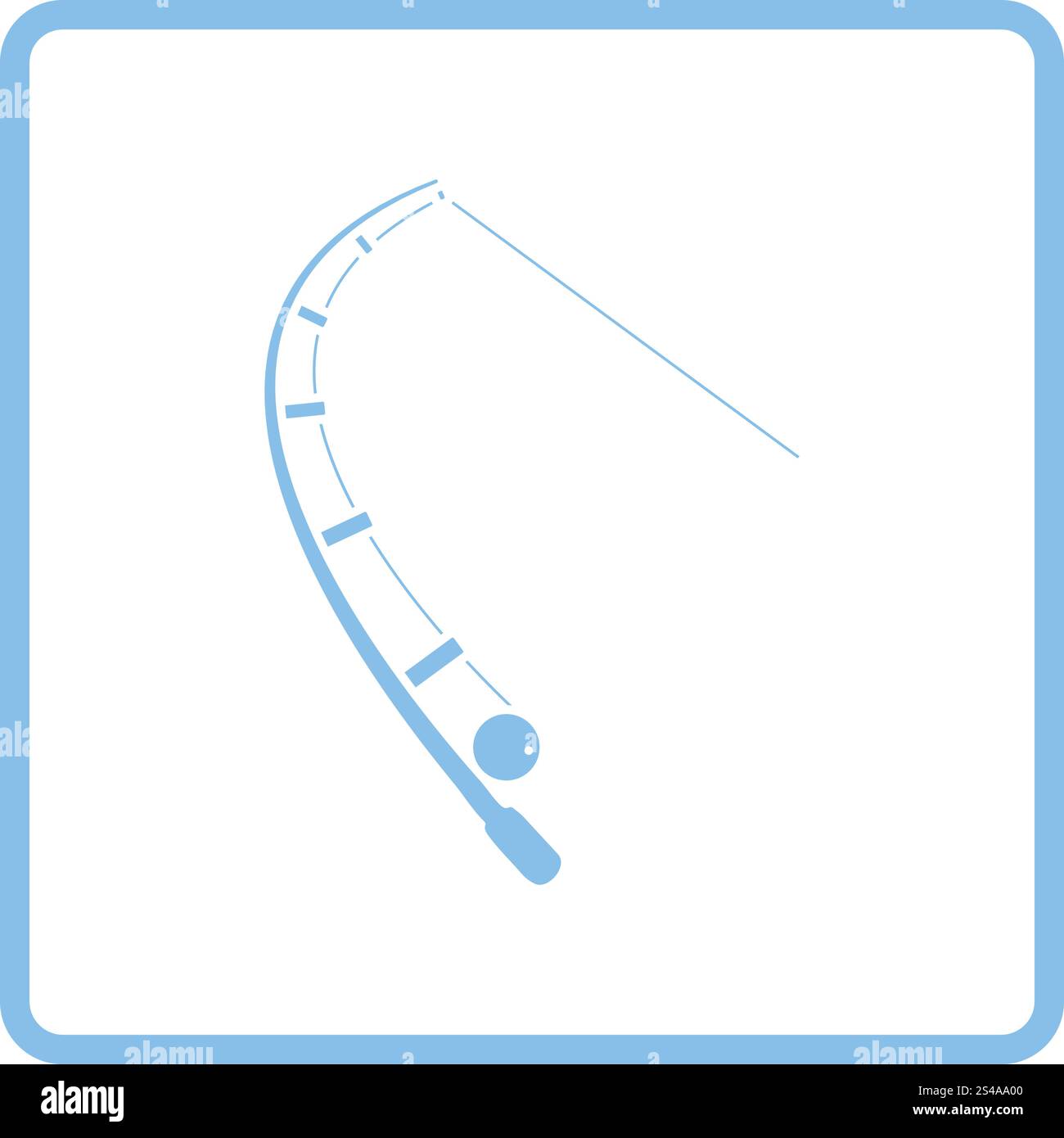Icon of curved fishing tackle. Blue frame design. Vector illustration ...