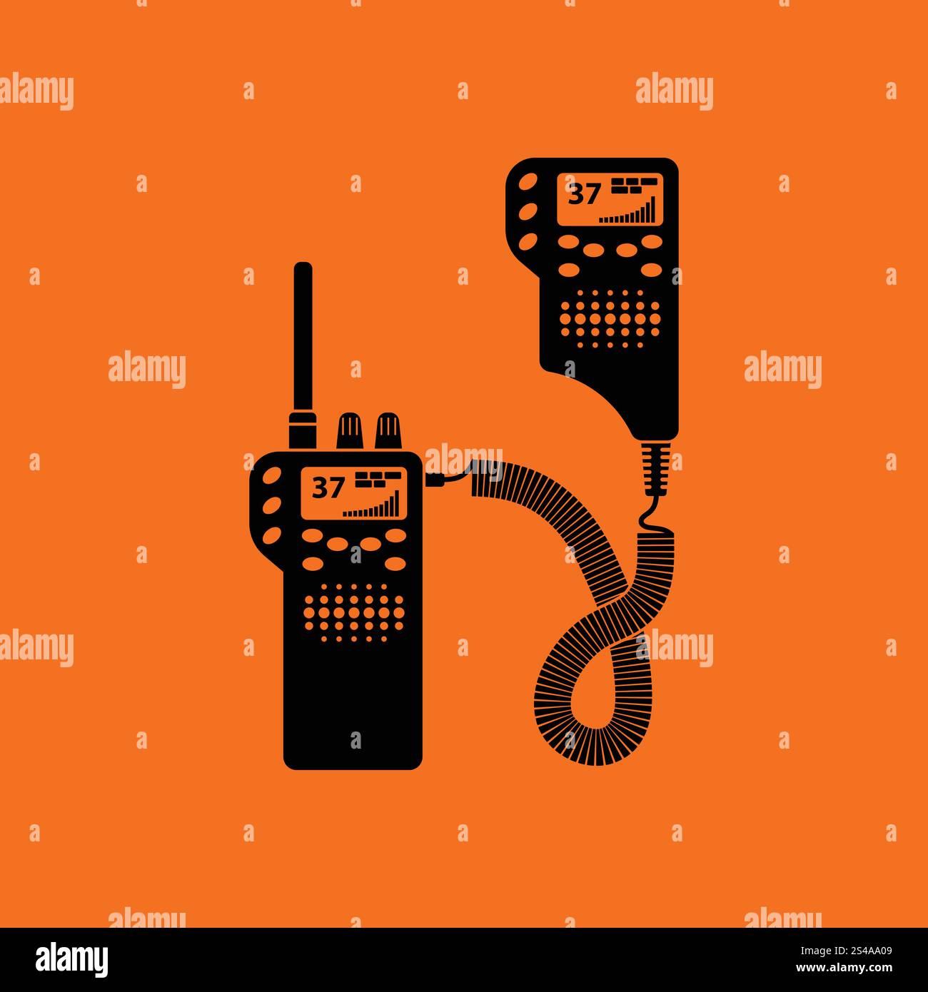 Police radio icon. Orange background with black. Vector illustration ...
