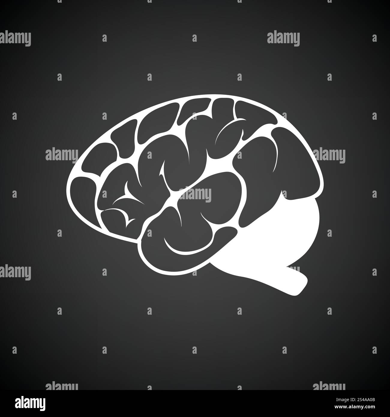 Brain icon. Black background with white. Vector illustration Stock ...