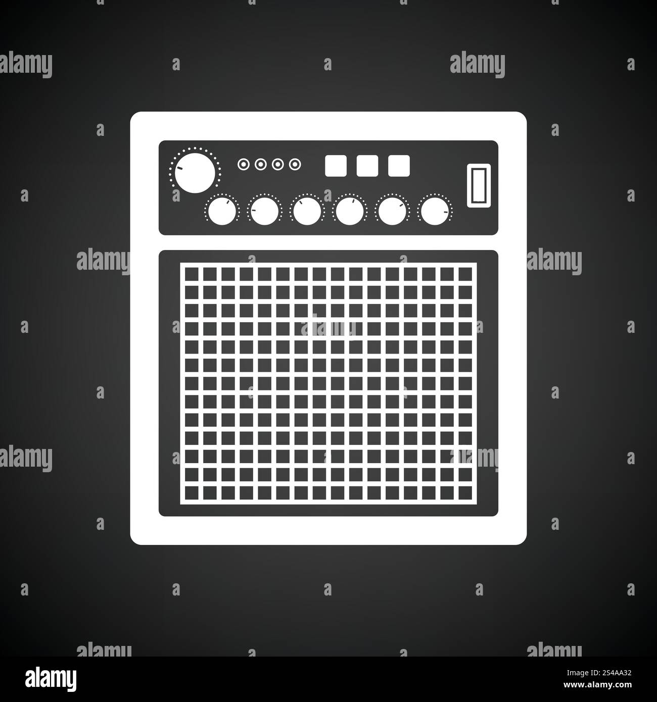 Audio monitor icon. Black background with white. Vector illustration ...