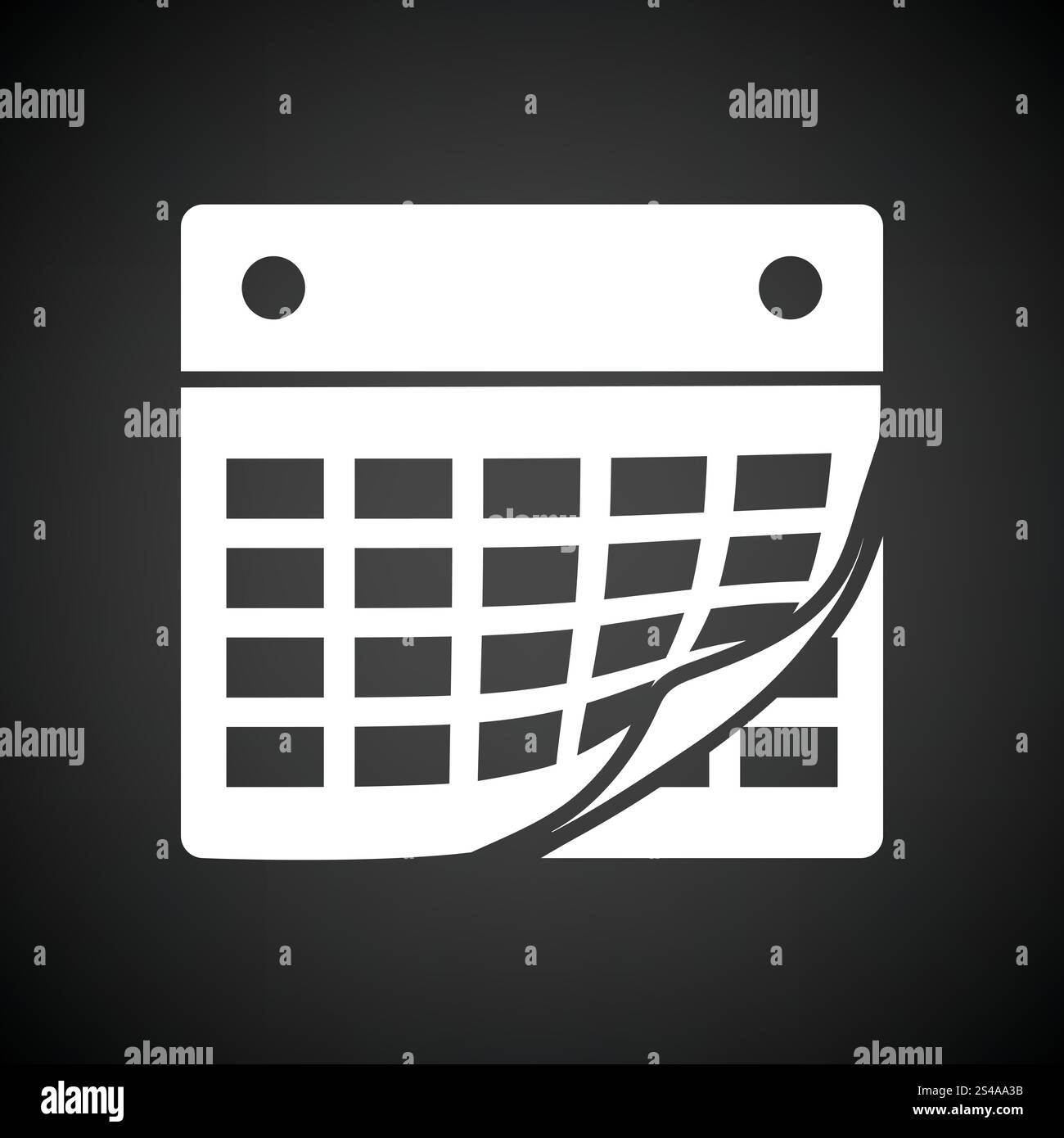 Calendar icon. Black background with white. Vector illustration Stock ...