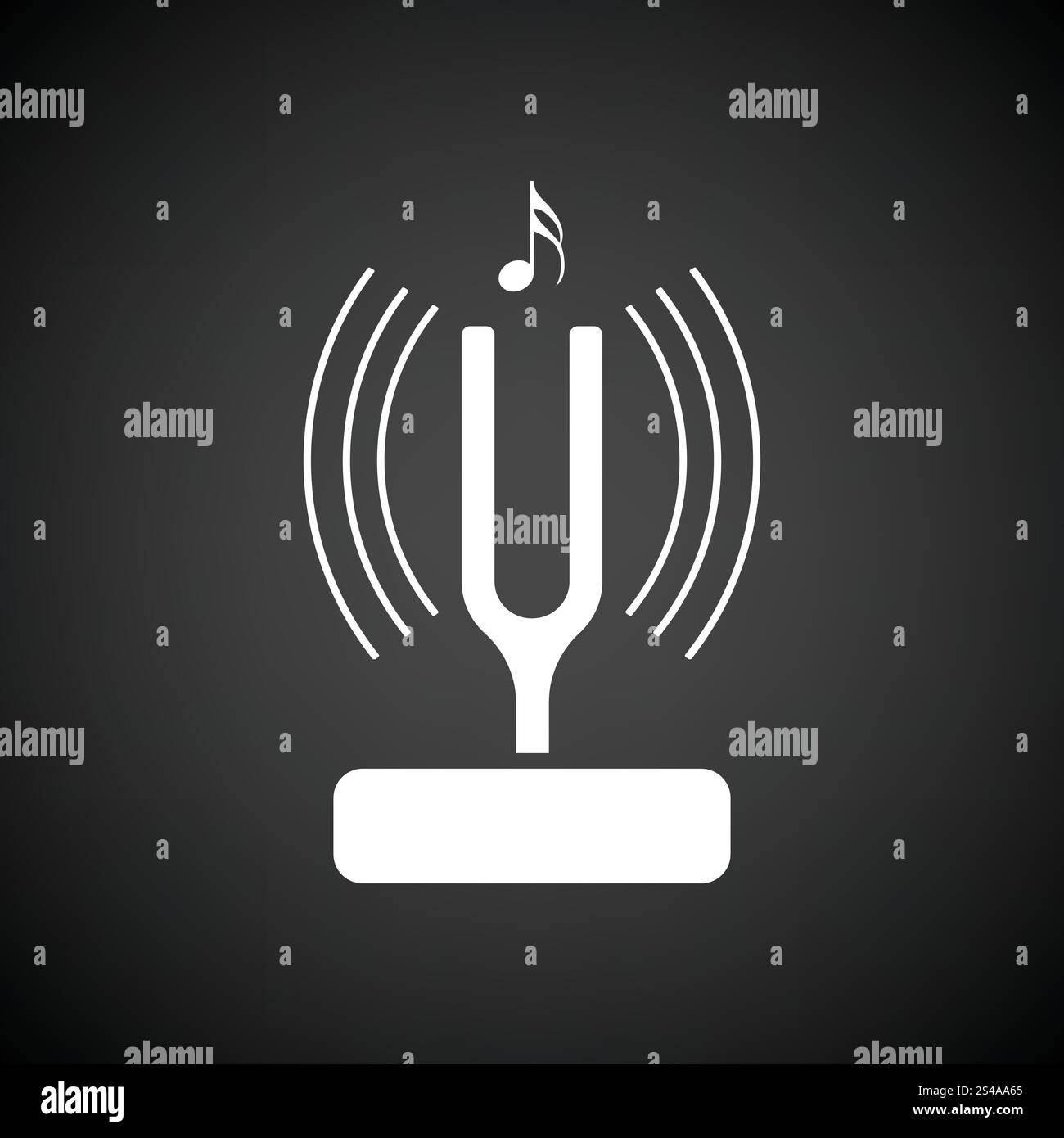 Tuning fork icon. Black background with white. Vector illustration ...