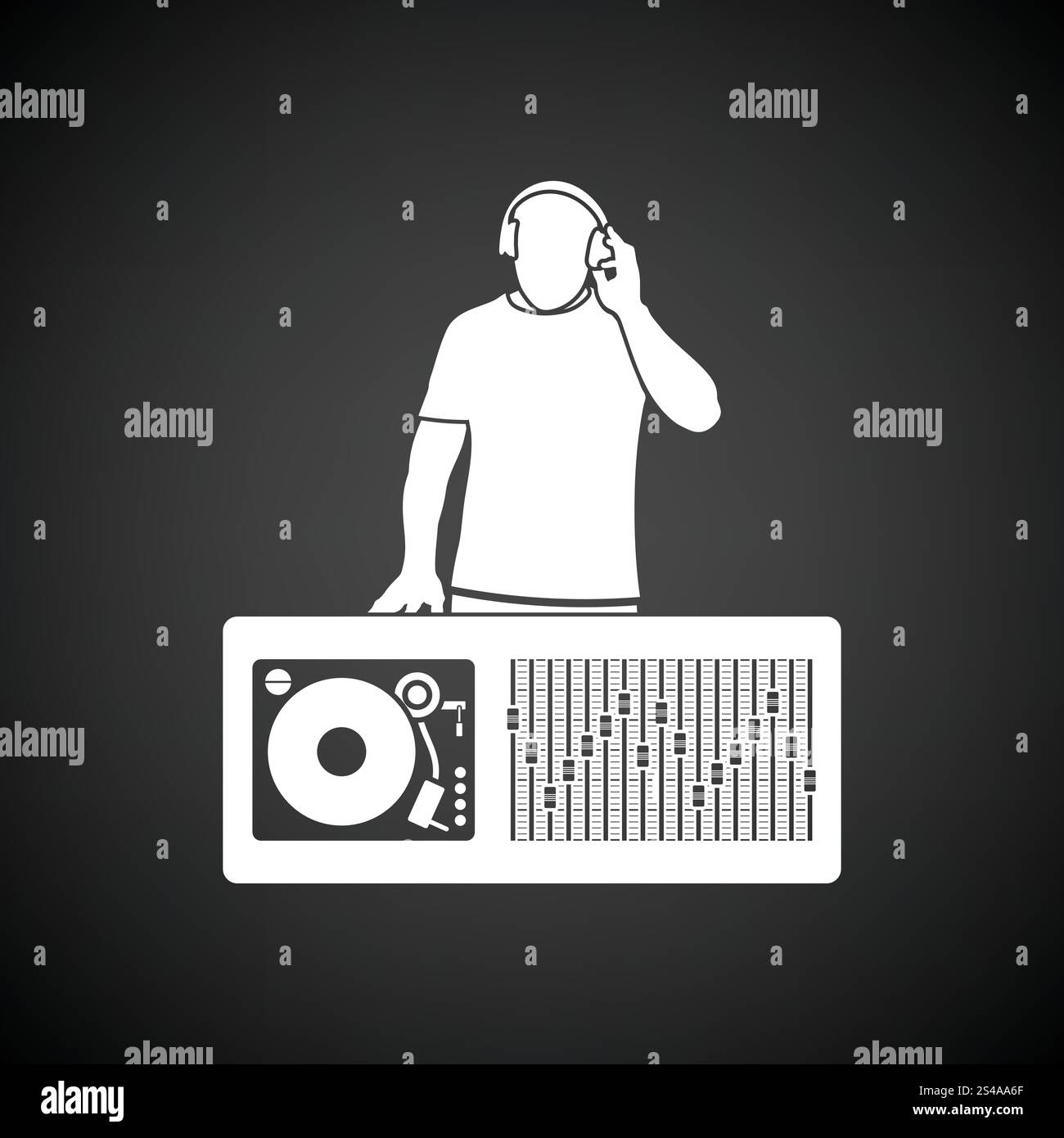 DJ icon. Black background with white. Vector illustration Stock Vector ...